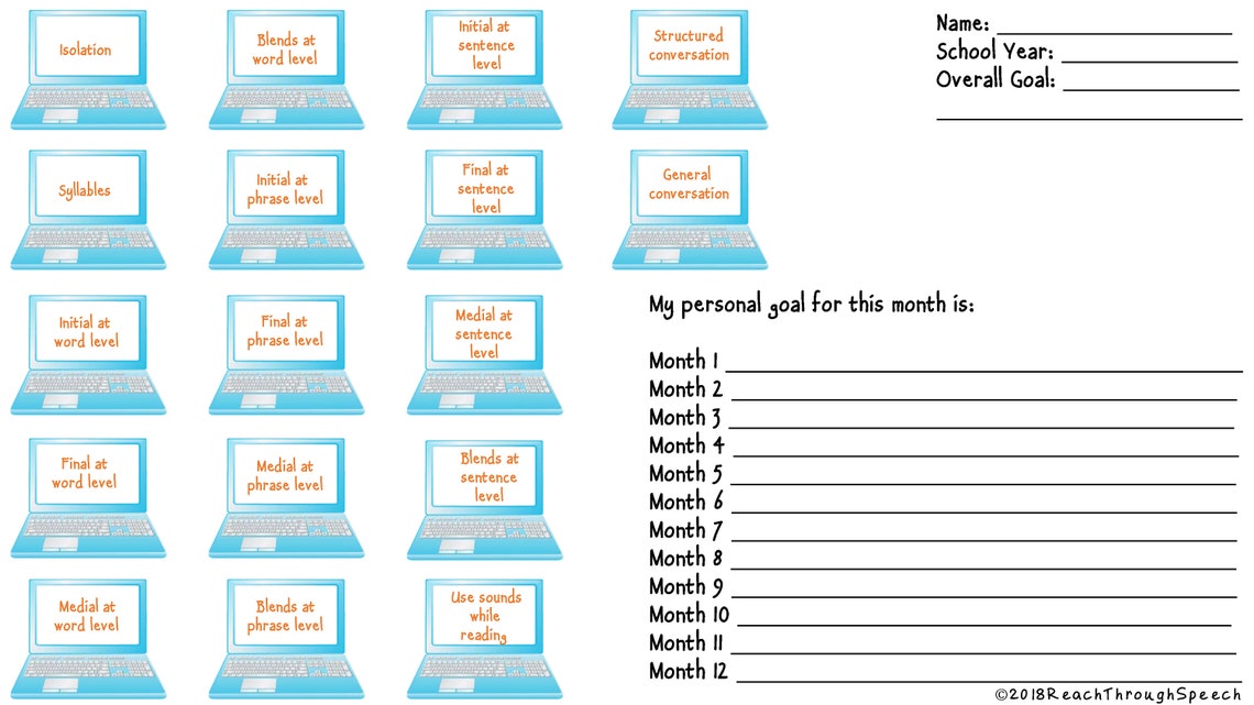 Speech Therapy Articulation Goal Tracking - Etsy