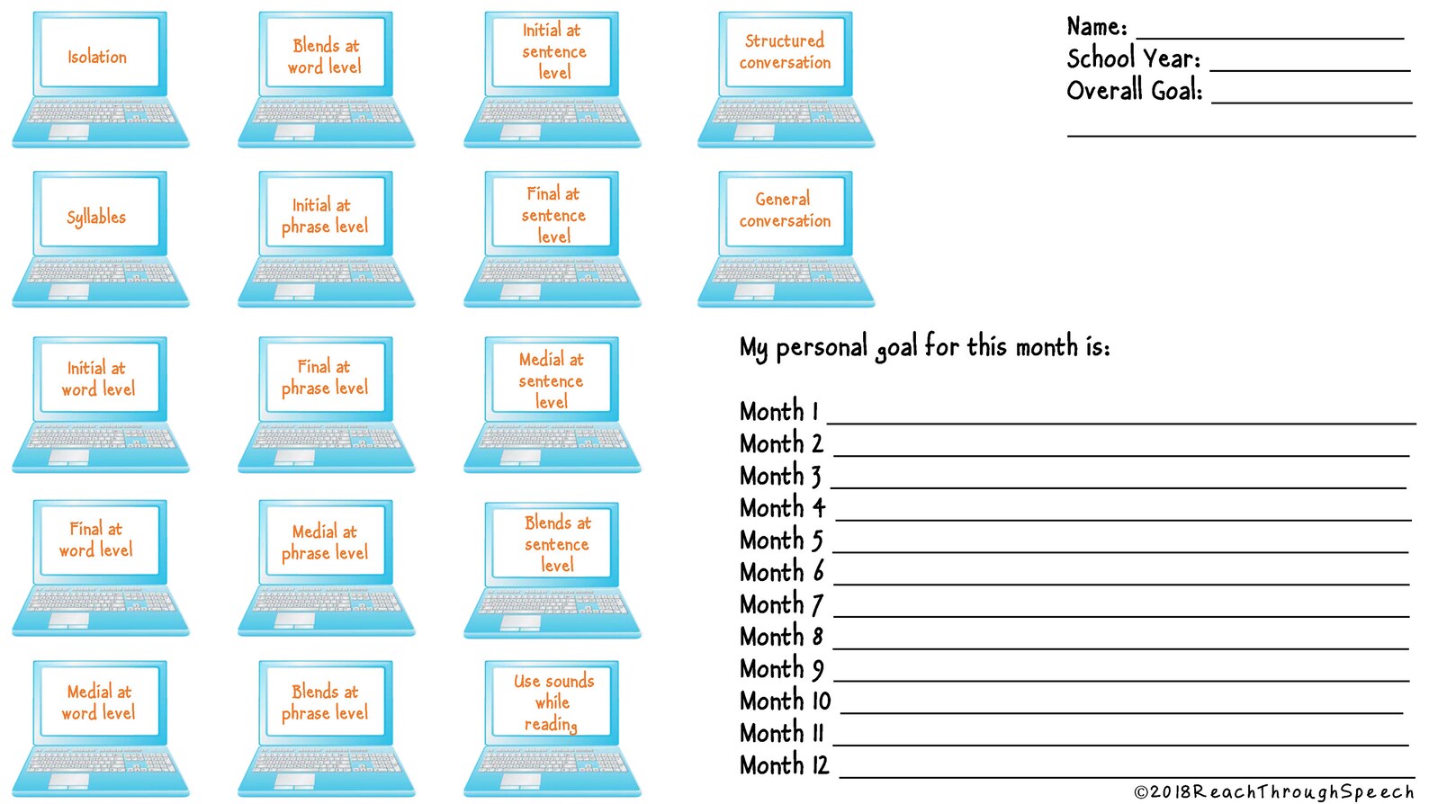 Speech Therapy Articulation Goal Tracking - Etsy