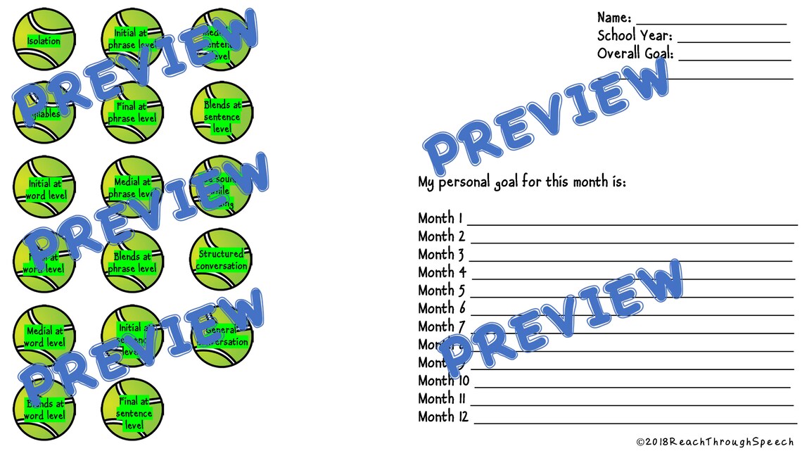 Speech Therapy Articulation Goal Tracking - Etsy