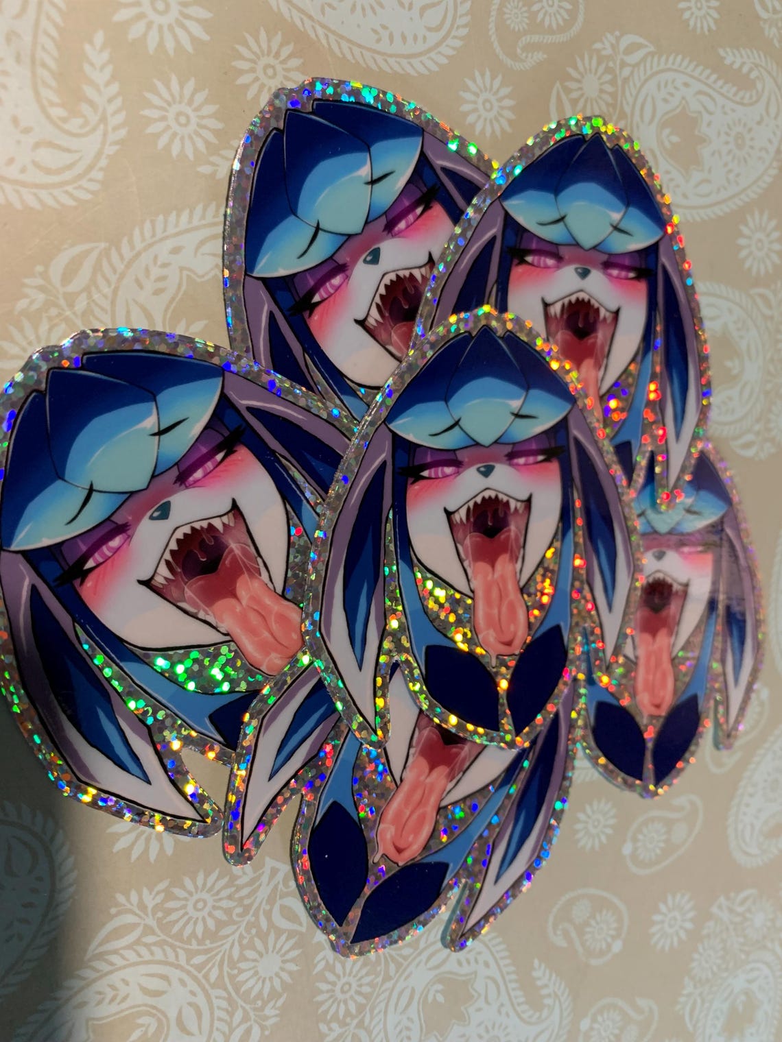 Holo Glace Ahegao Vinyl Sticker With Heart Eyes, Dripping Maw and Wet ...