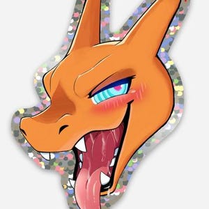 Holo Charizard Ahegao Holographic Tongue Sticker Dripping Maw Mouth ...