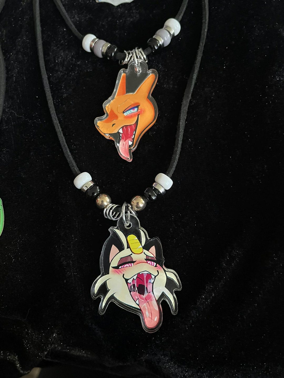 Hypno Charizard Suede Corded Necklace With Abacus Beads Dripping Maw ...
