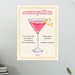 Cosmopolitan Print | Cocktail Recipe Print | Bar Cart Decor Poster ...