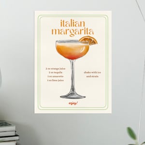 Italian Margarita Recipe Print | Bar Cart Cocktail Poster (digital ...