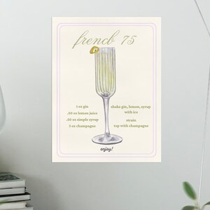 French 75 Cocktail Recipe Print | Bar Cart Decor (digital Download) - Etsy