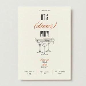 Editable Dinner Party Invitation - DIY Canva Template | Printable ...