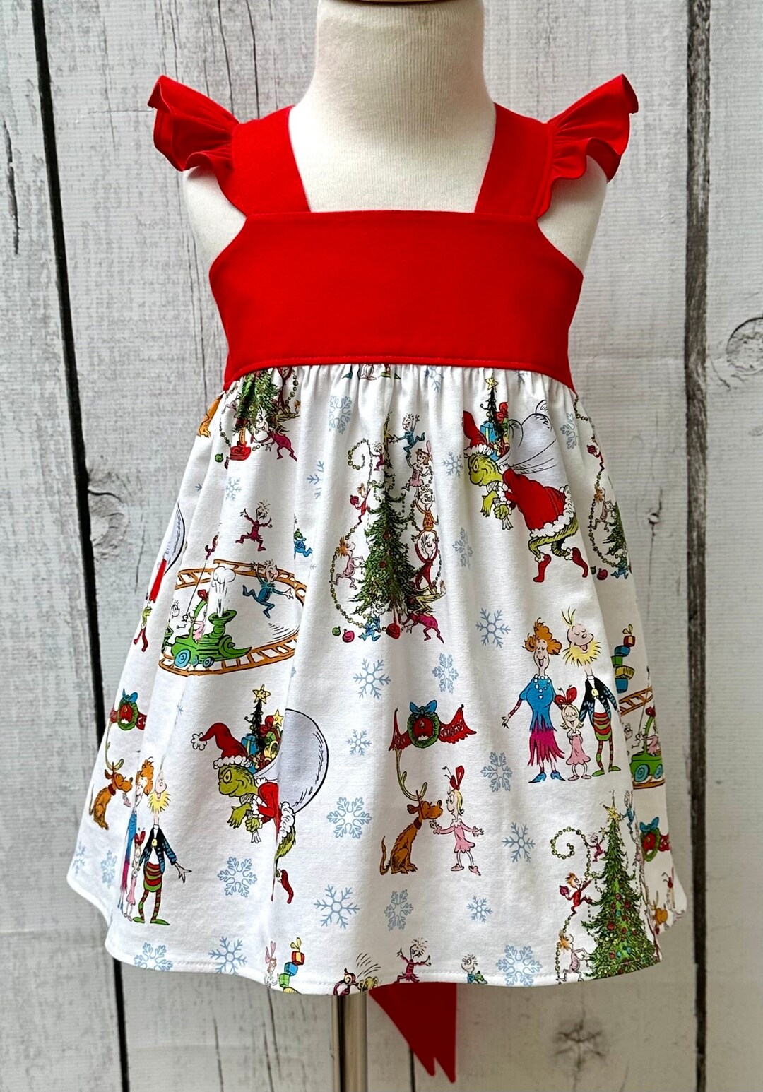 Grinch Christmas Dress, Girls Christmas Dress, Embroidery, Baby Dress ...