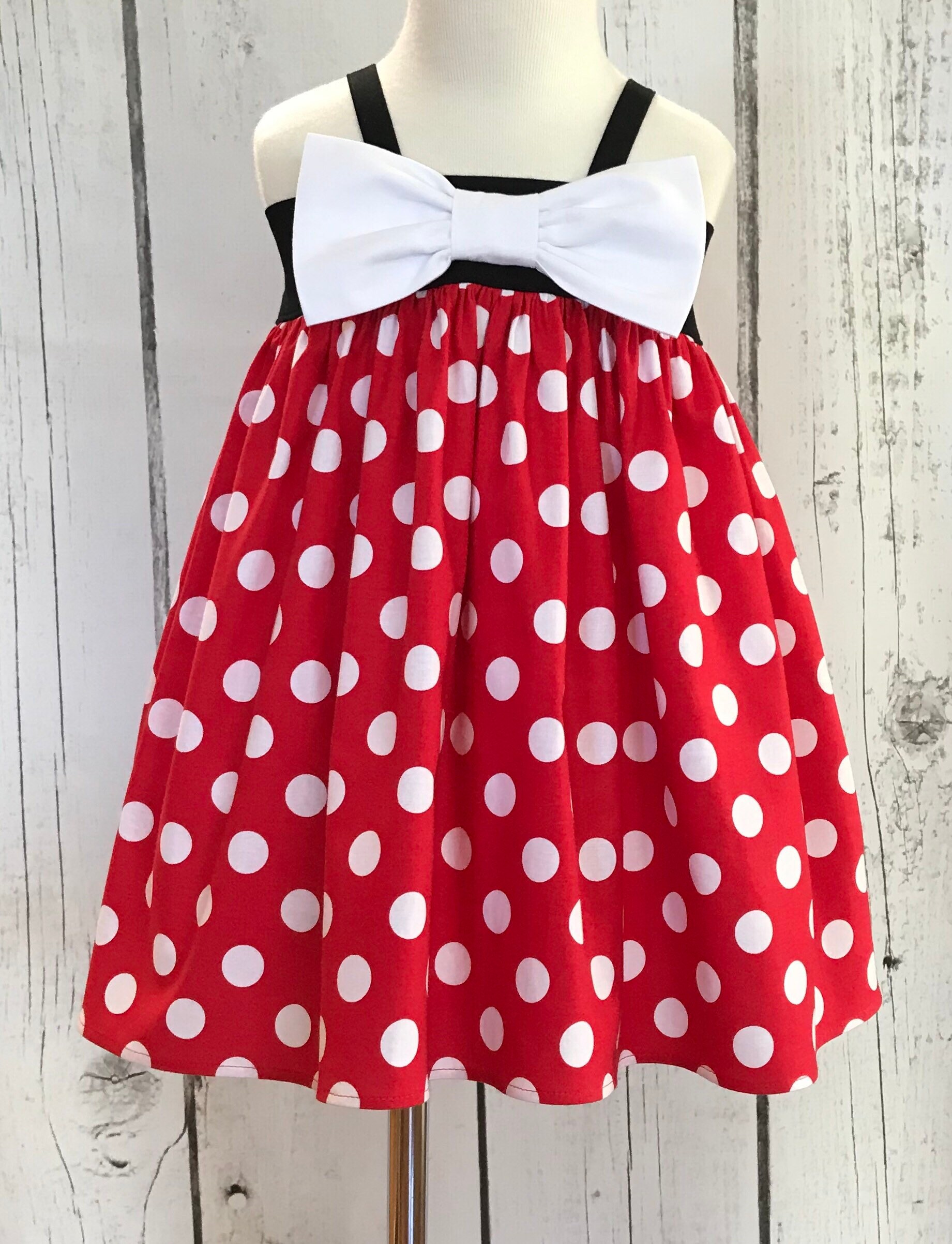 Minnie Mouse Dress, Minnie Dress, White Bow, Baby Girls Dress, Little ...
