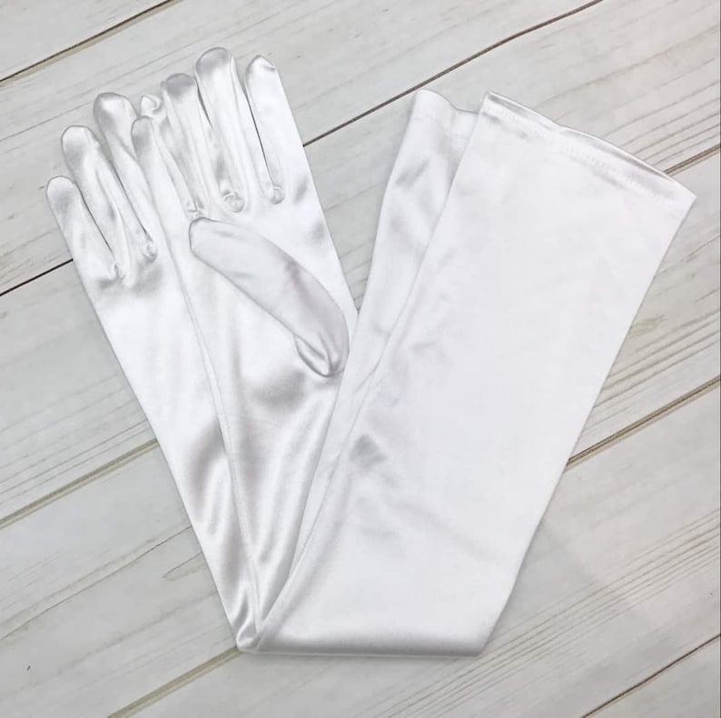 Long Opera Length Satin Gloves - Elegant Formal Gloves, Below Shoulder ...