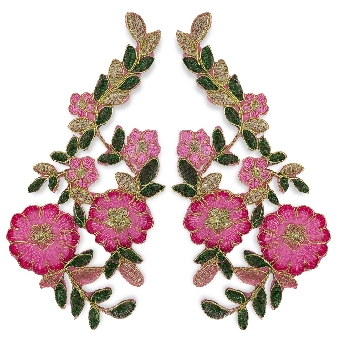 Artemis Matching Floral Re-embroidered Appliques Iron-on (sold as Pair ...