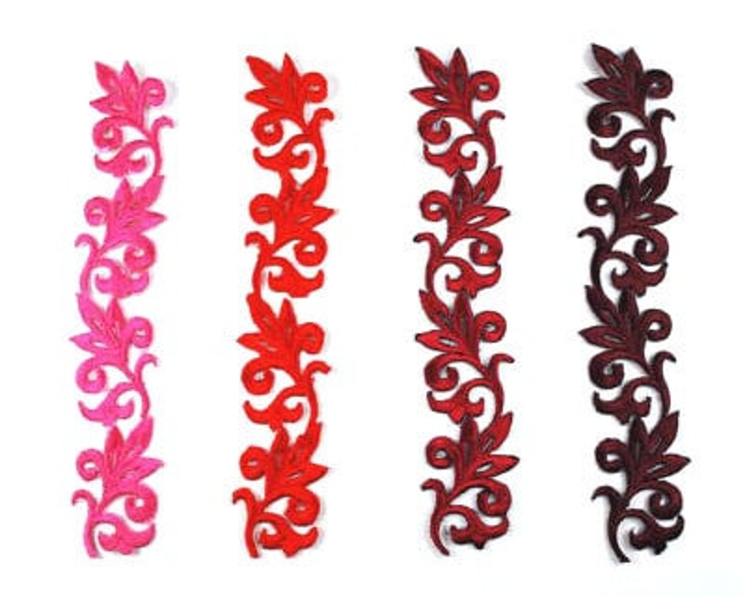 Leaf Scroll Applique (red Colors) - Etsy
