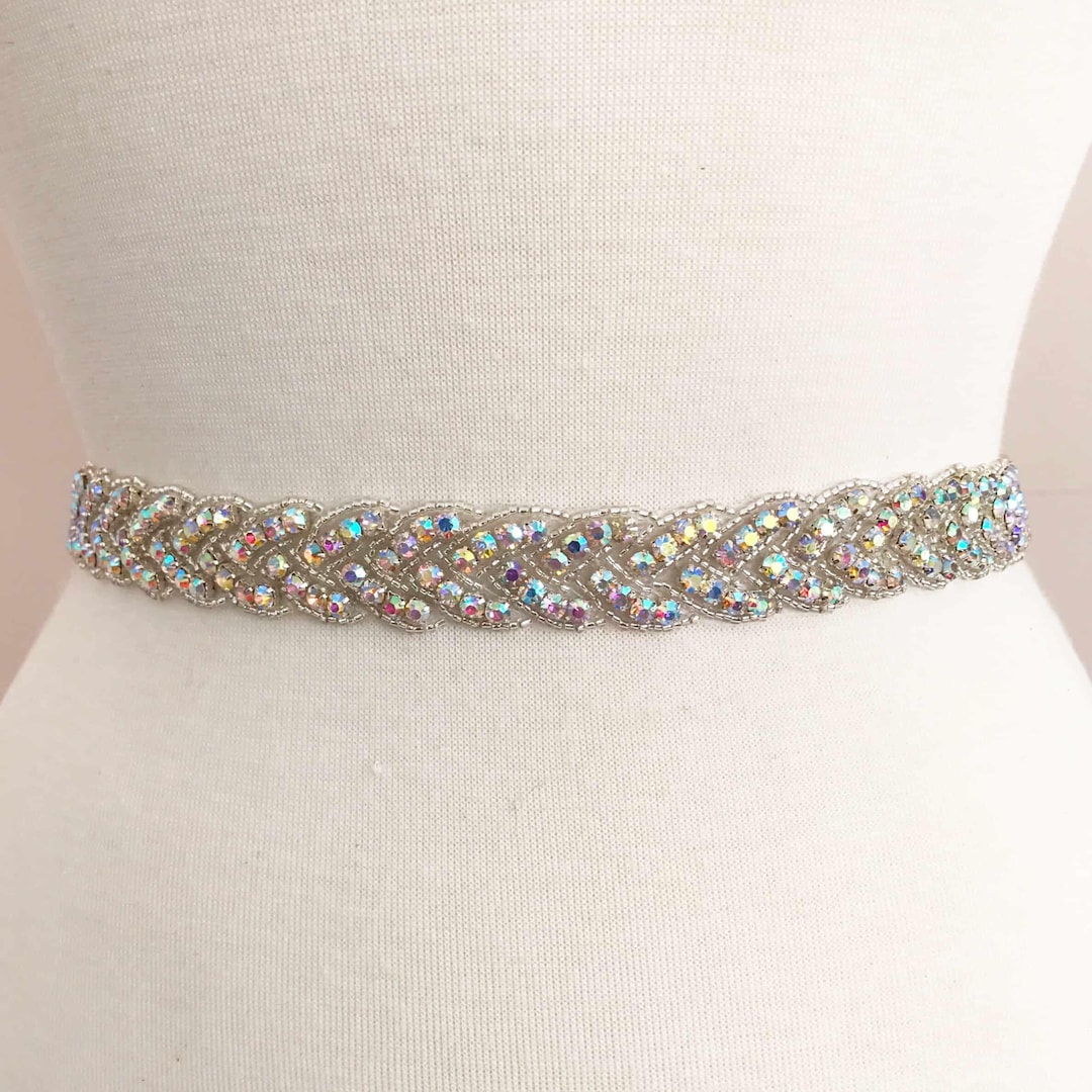 AB Silver Braid Rhinestone Beaded Trim - Etsy