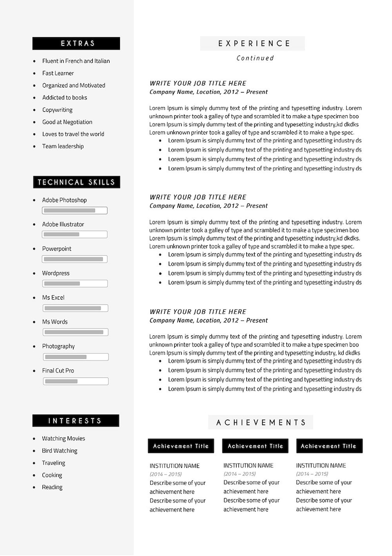 Stella Modern Resume Template / CV Template Cover Letter | Etsy