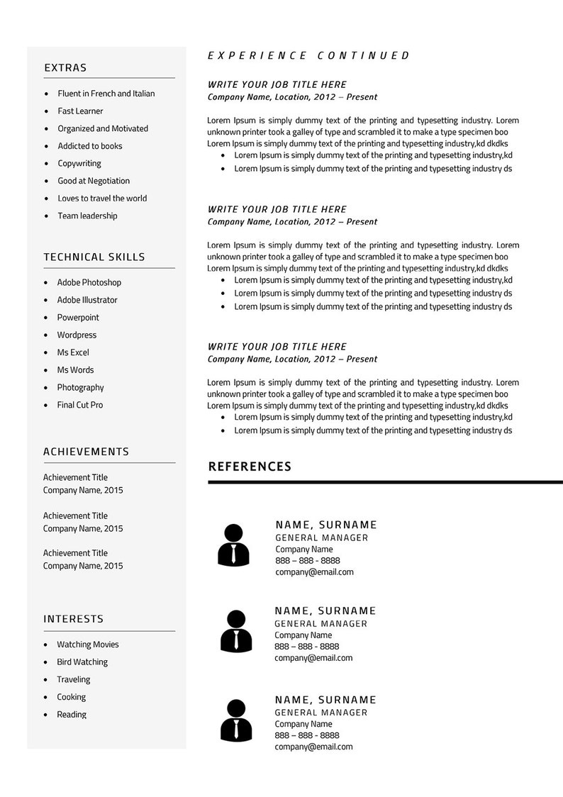 Phillips Resume Template / CV Template Cover Letter & - Etsy