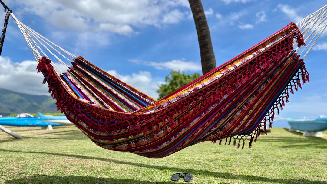 Hammock With Braided Fringe + Inca Patterns • UV & Mildew Resistant for ...