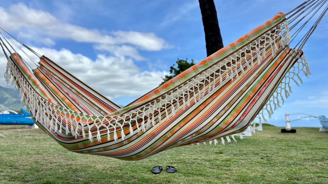 Hammock With Braided Fringe + Inca Patterns • UV & Mildew Resistant for ...