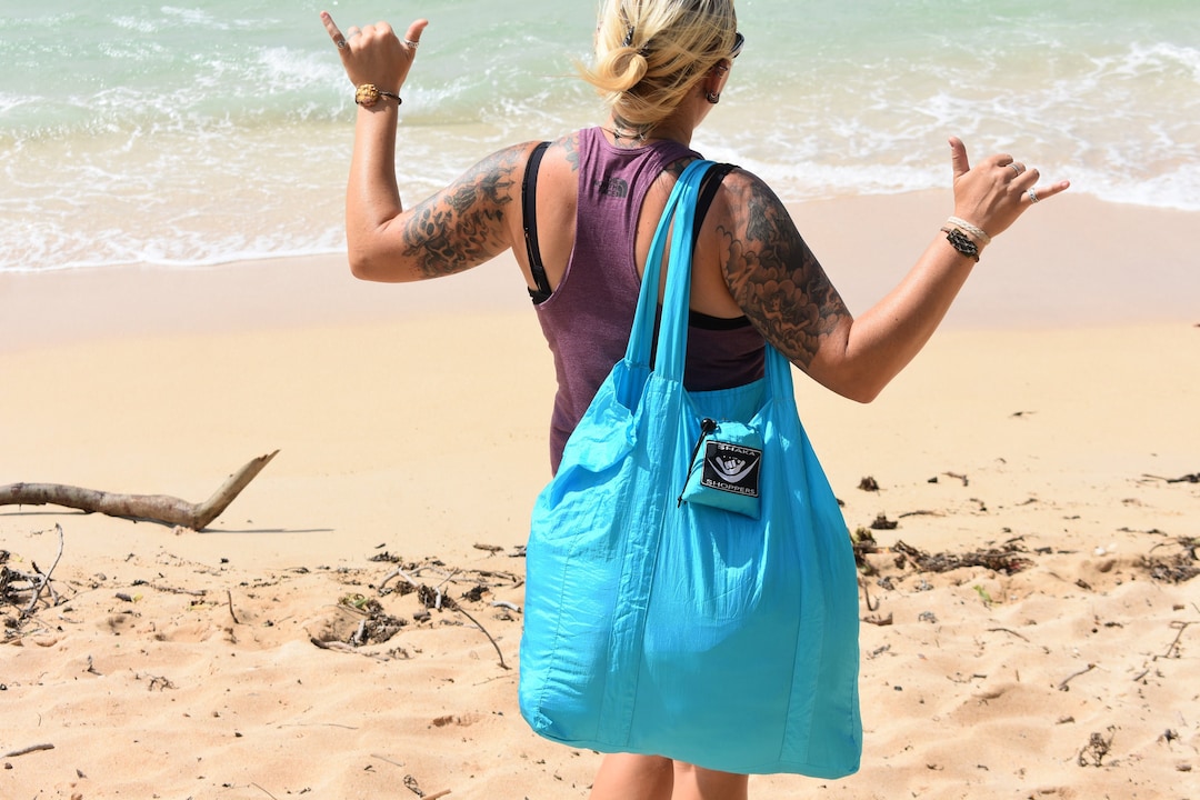 Beach Bag • Ultralight, Compact + Bag Attached That Doubles as a Pocket ...