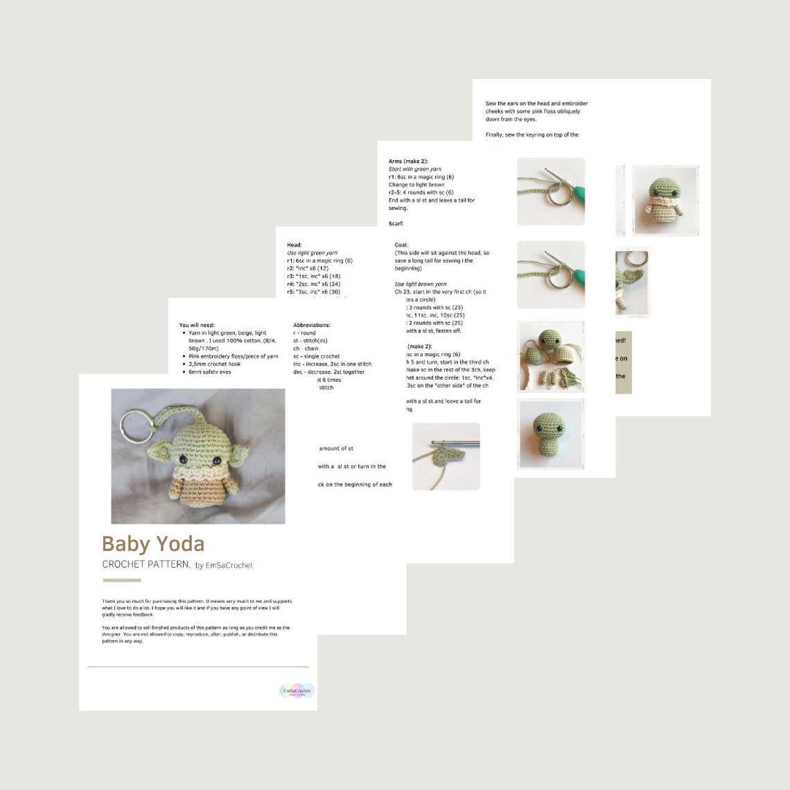 Baby Yoda grogu CROCHET PDF PATTERN english - Etsy