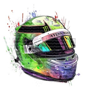 F1 Formula 1 Helmet Clipart, Watercolor Racing Driver Headgear ...