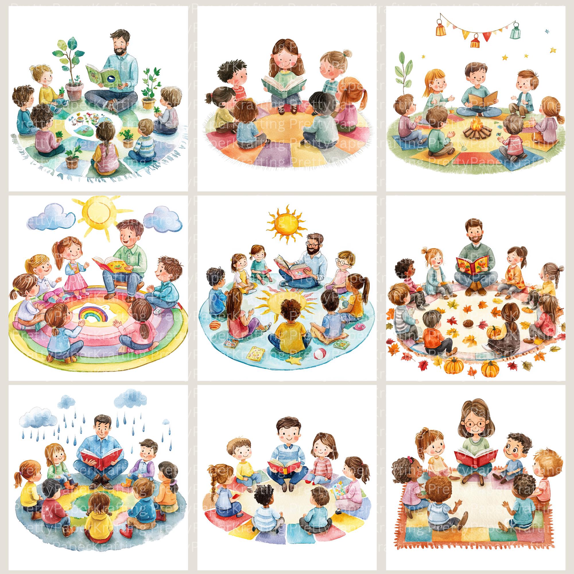 Circle Time Clipart, Classroom Routine, Preschool Learning Art, Teacher ...