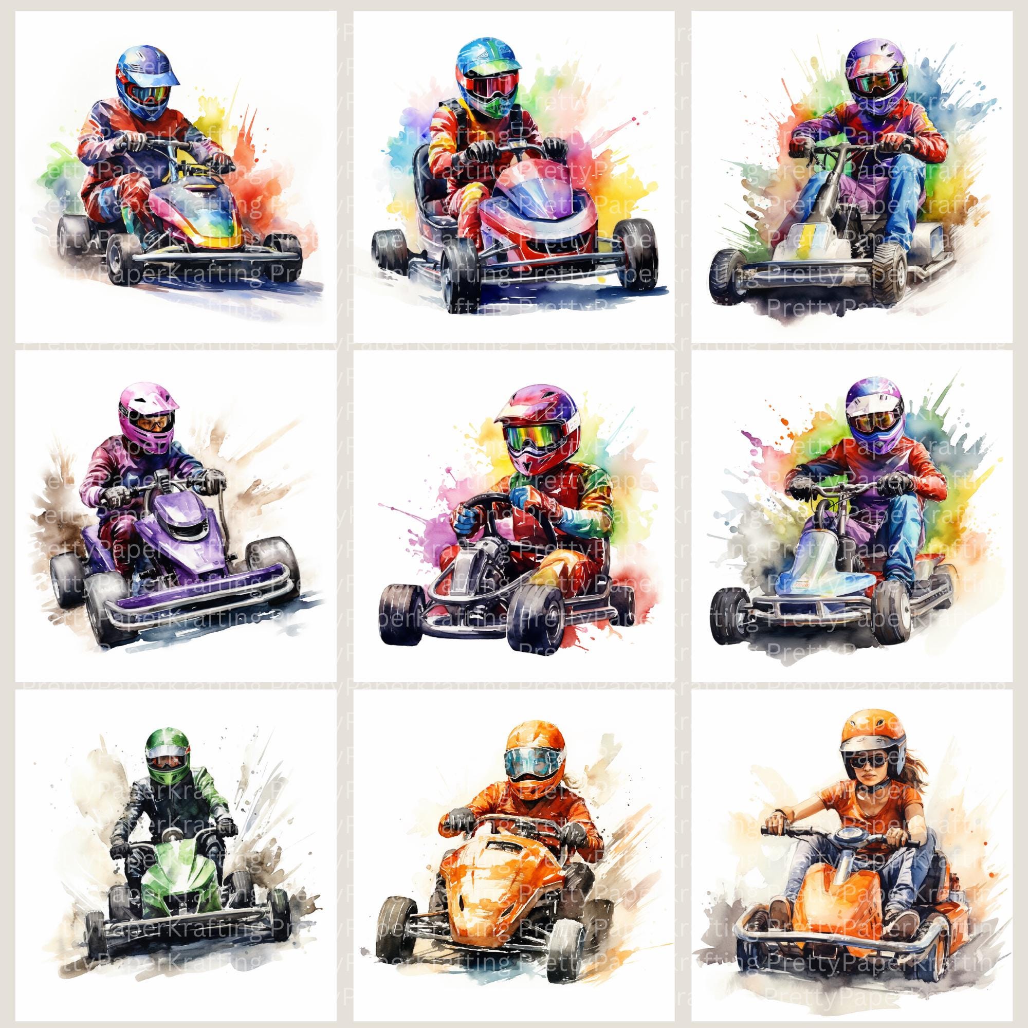 Go Kart Clipart, Racing Car, Kids Racing Birthday High Quality Jpgs, Go ...