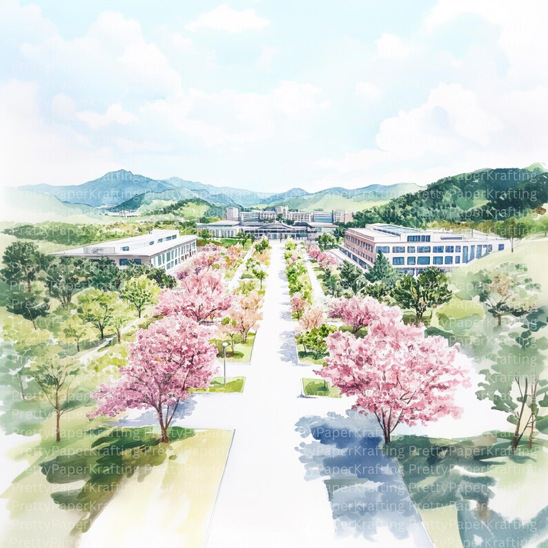College Campus Clipart, University Buildings, School Campus Graphics ...