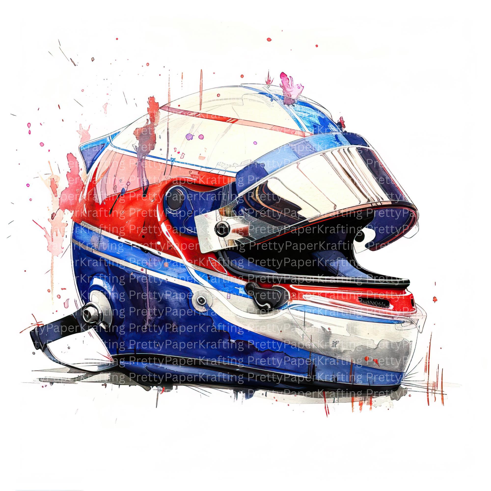 F1 Formula 1 Helmet Clipart, Watercolor Racing Driver Headgear ...