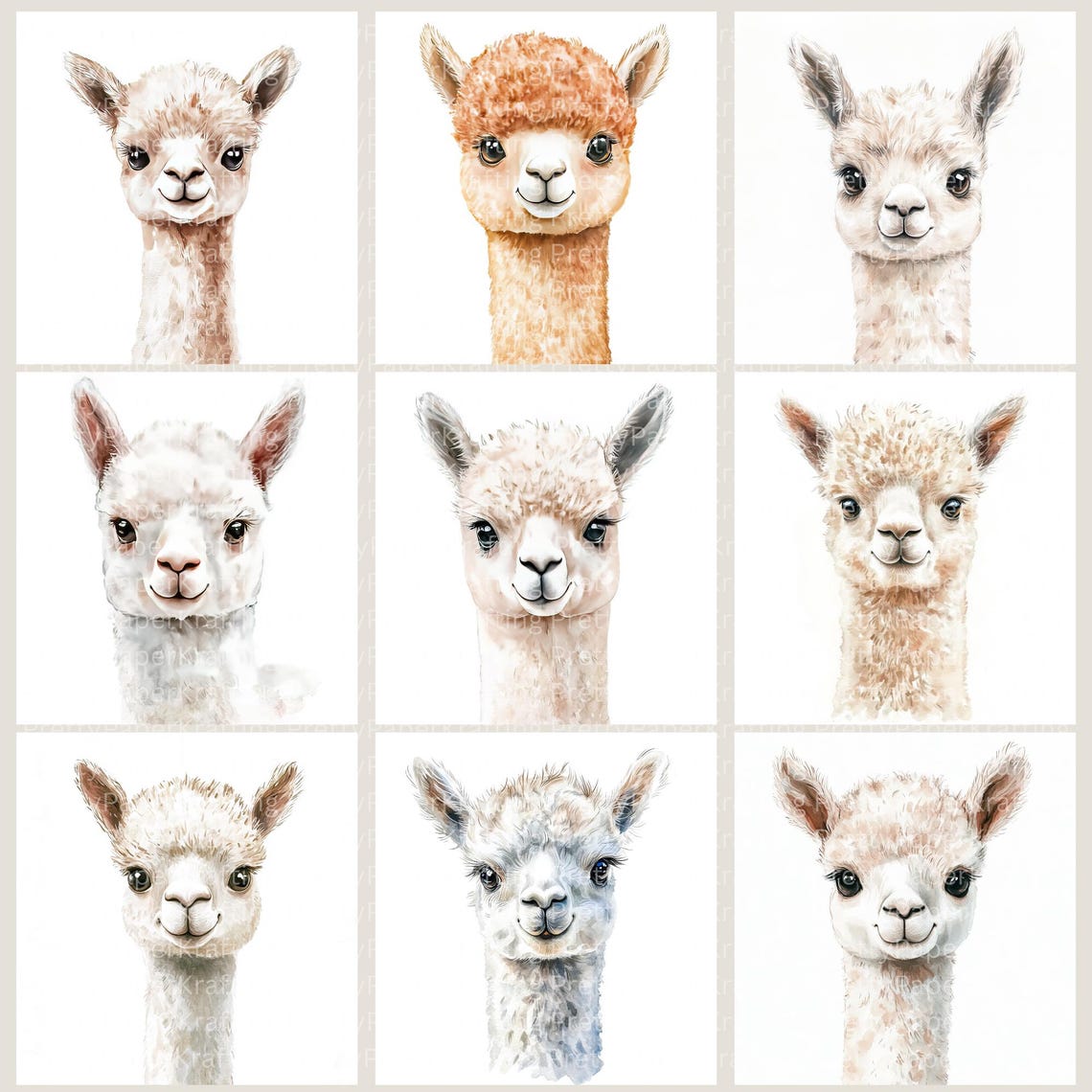 Watercolor Baby Alpaca Clipart, Cute Farm Animal, Boho Llama & Alpaca ...