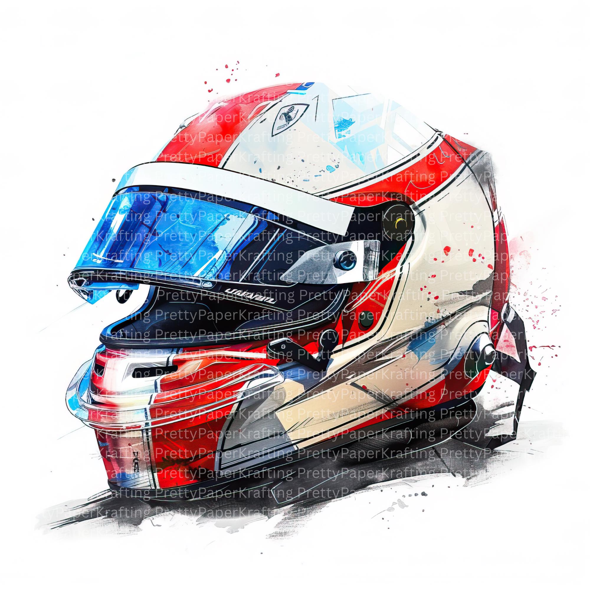 F1 Formula 1 Helmet Clipart, Watercolor Racing Driver Headgear ...