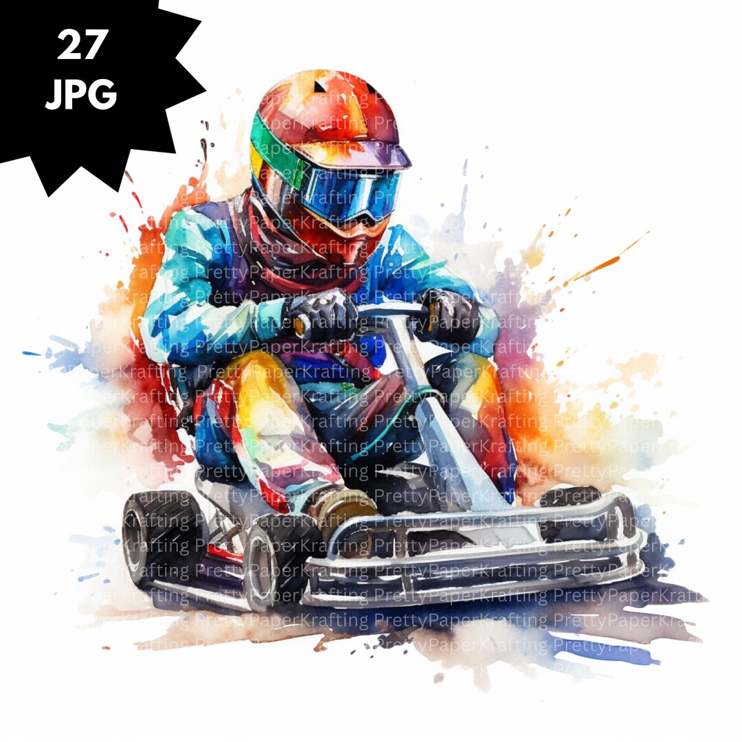 Go Kart Clipart, Racing Car, Kids Racing Birthday High Quality Jpgs, Go ...