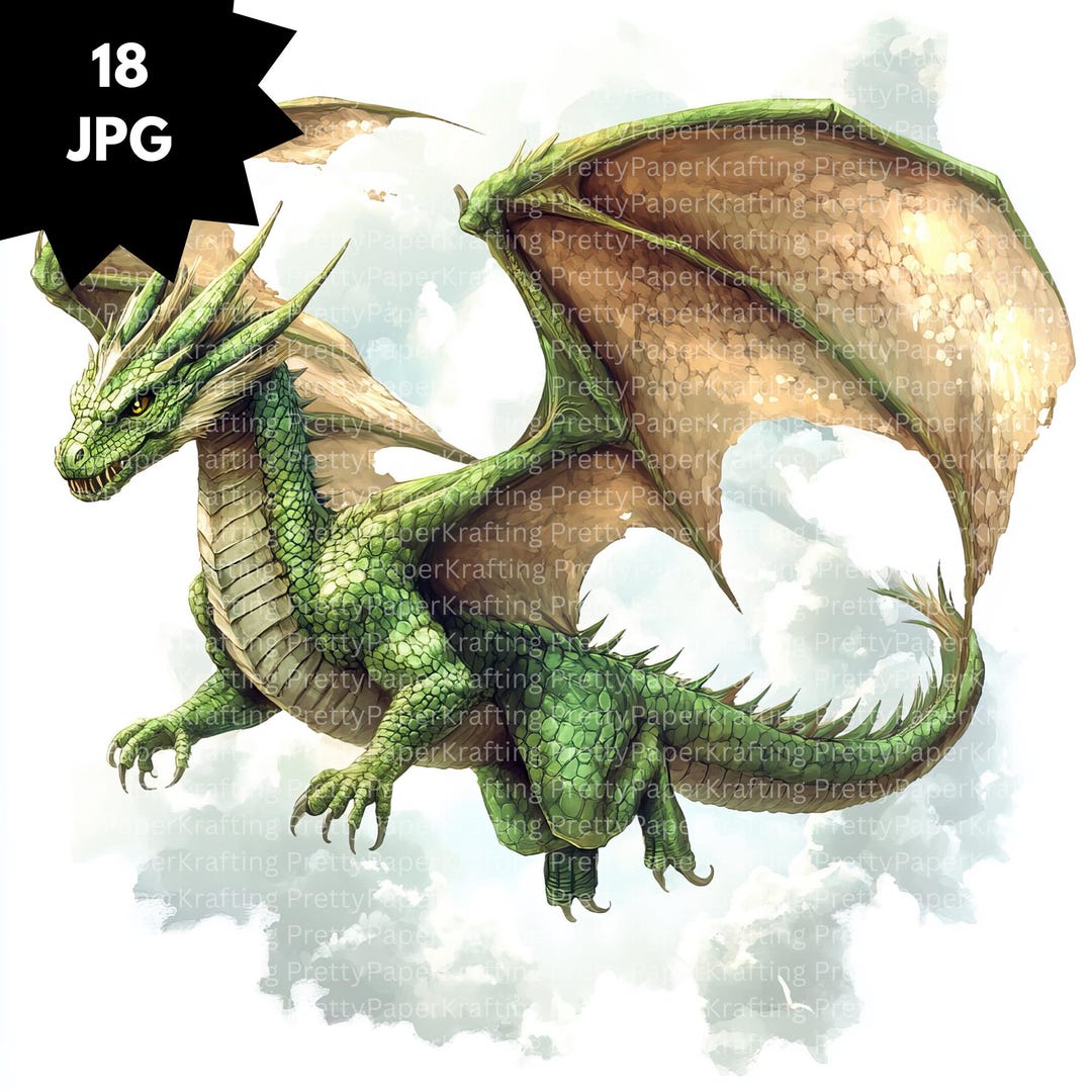 Watercolor Fantasy Dragon Clipart, Mystical Creature, Fairytale ...