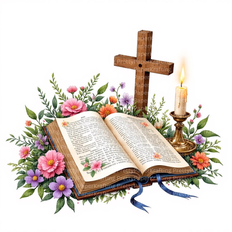 Cross Clipart, Bible Clipart JPG, Bible, Christian Cross Art, Religious ...
