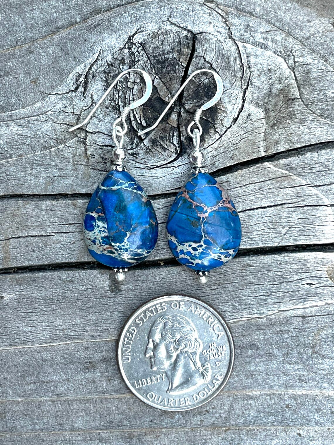 Blue jasper earrings Blue gemstone earrings gemstone | Etsy