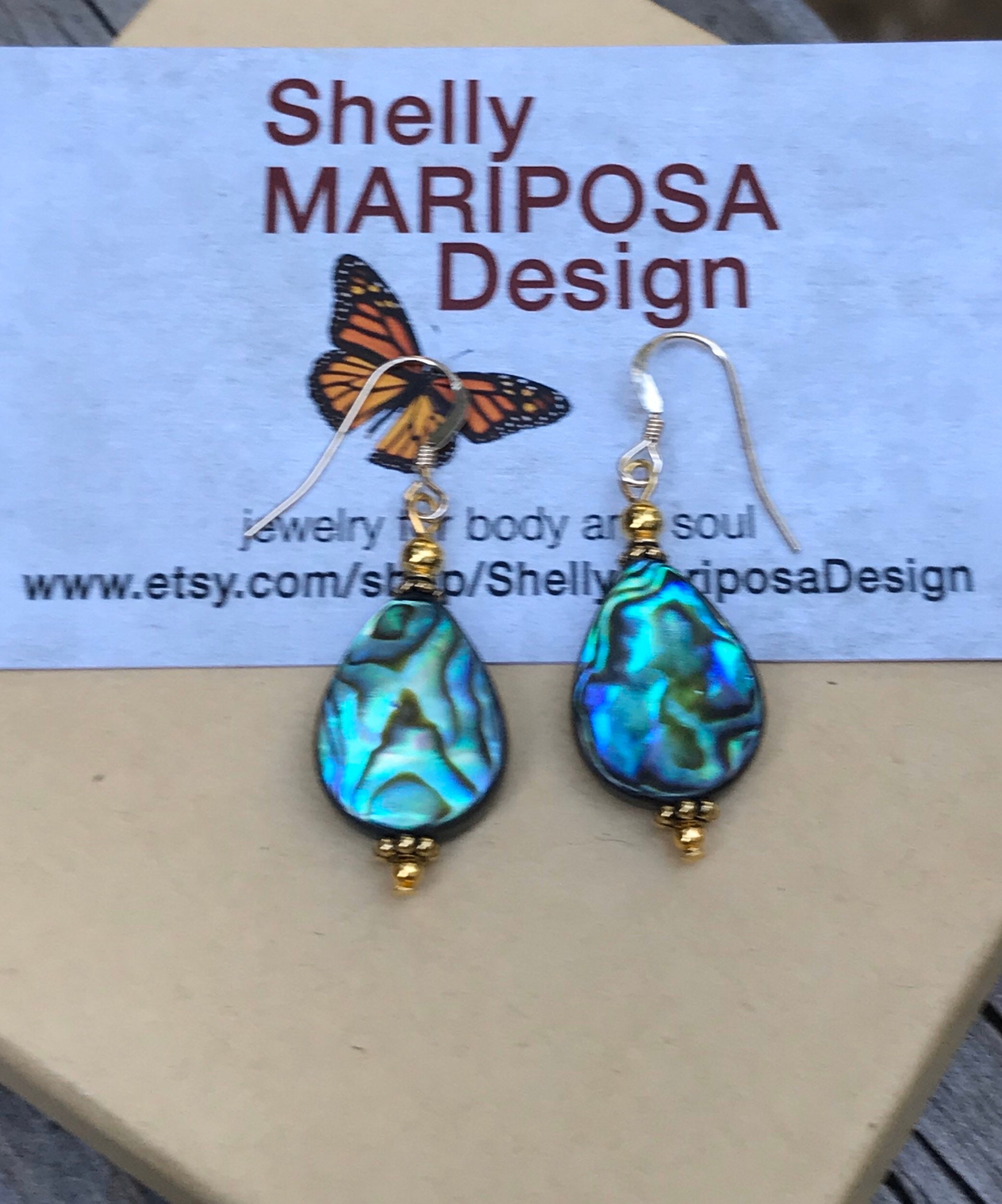 Gold abalone shell earrings Abalone shell jewelry New | Etsy