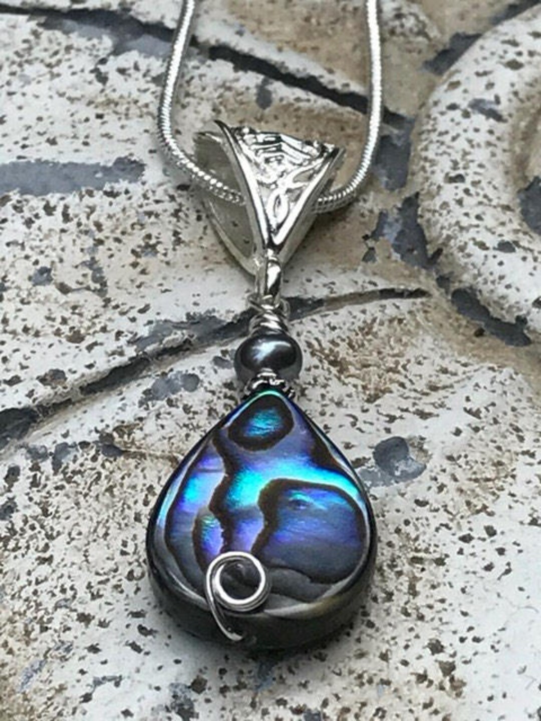 Wire Wrapped Abalone Pendant Abalone Shell Necklace Abalone - Etsy