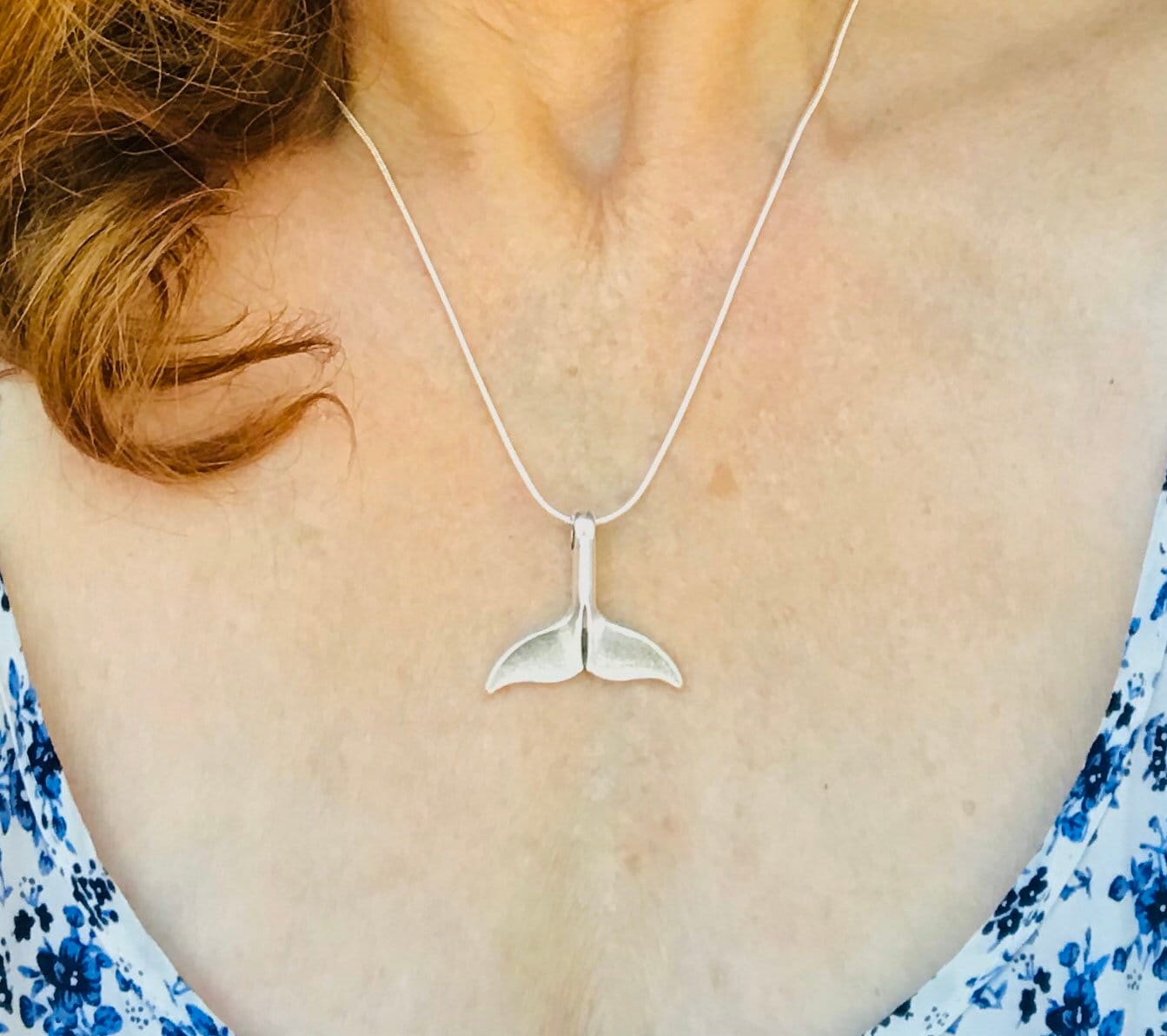 Whales Tail Pendant Silver Whales Tail Necklace Nature | Etsy