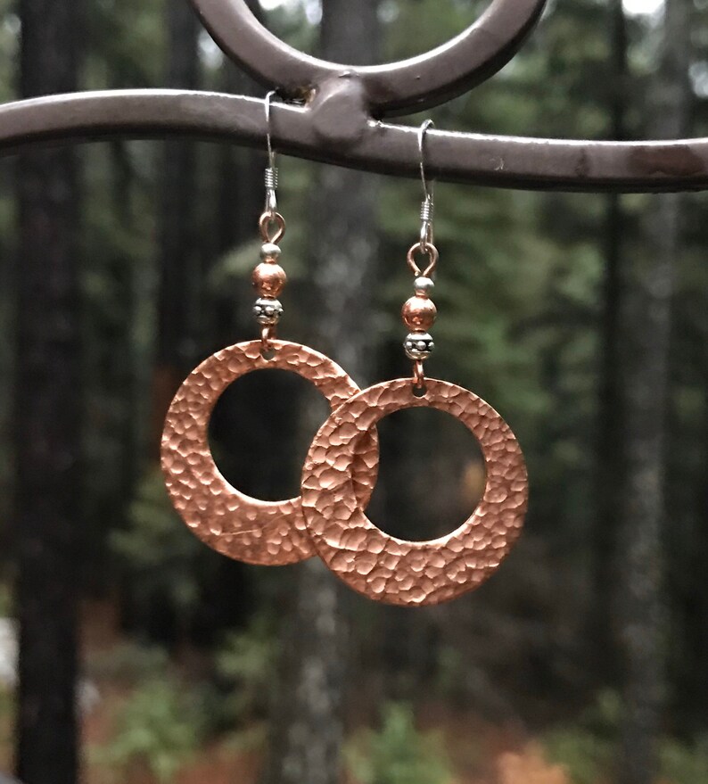 Hammered copper hoop earrings copper earrings copper | Etsy