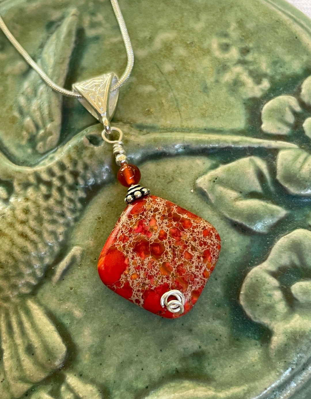 Fossilized Jasper Pendant, Gemstone Necklace, Stone Pendant, Gemstone ...