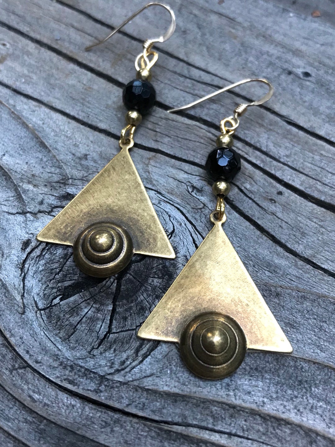 Handmade Brass Boho Earrings, Bohemian Brass Dangle Earrings, Tribal ...