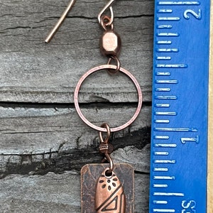 Rustic Copper Dangle Earrings, Hammered Copper Boho Earrings, Textured ...