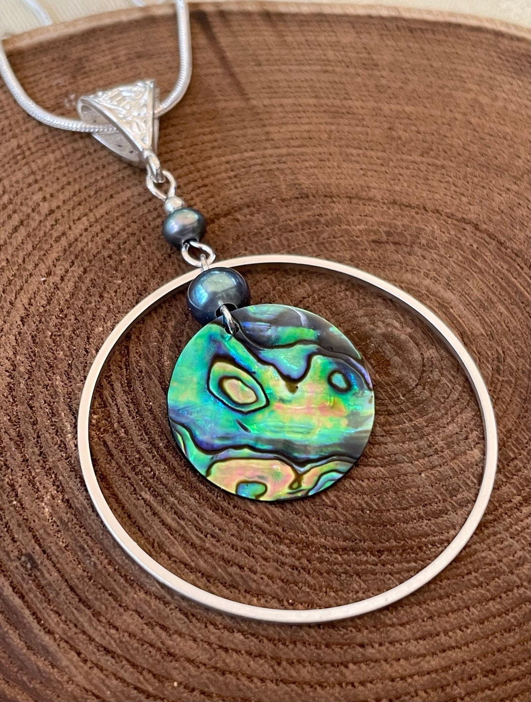 Unique Abalone Shell Pendant, Abalone Necklace, Abalone Jewelry, Silver ...