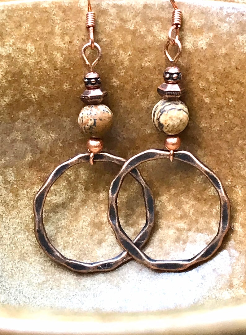 Hammered Copper Hoop Earrings Copper Hoop Earrings Copper | Etsy