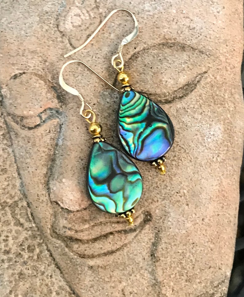 Gold Abalone Shell Earrings Abalone Shell Jewelry New | Etsy