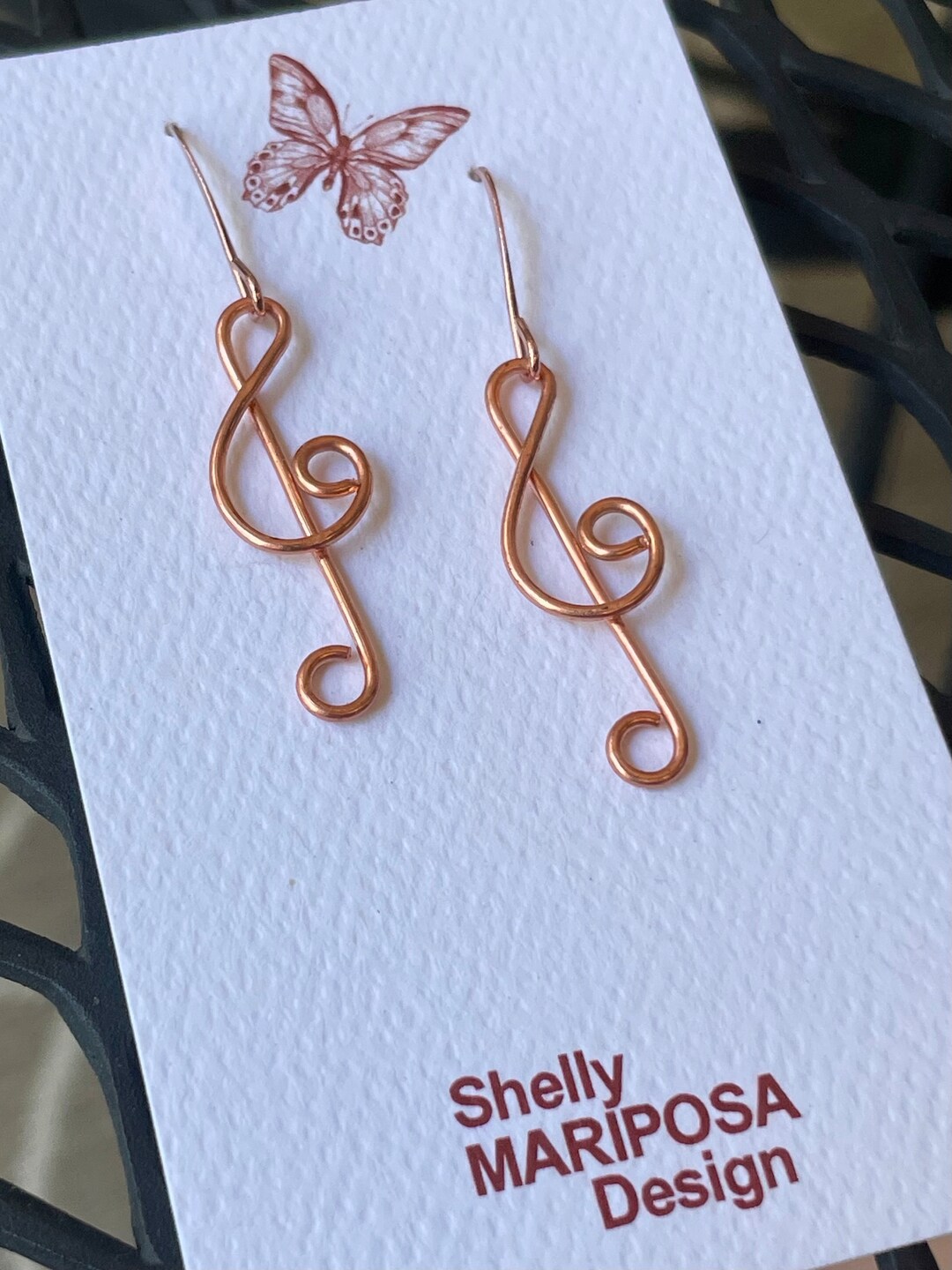 Copper Treble Clef Earrings: Music Note Jewelry - Etsy