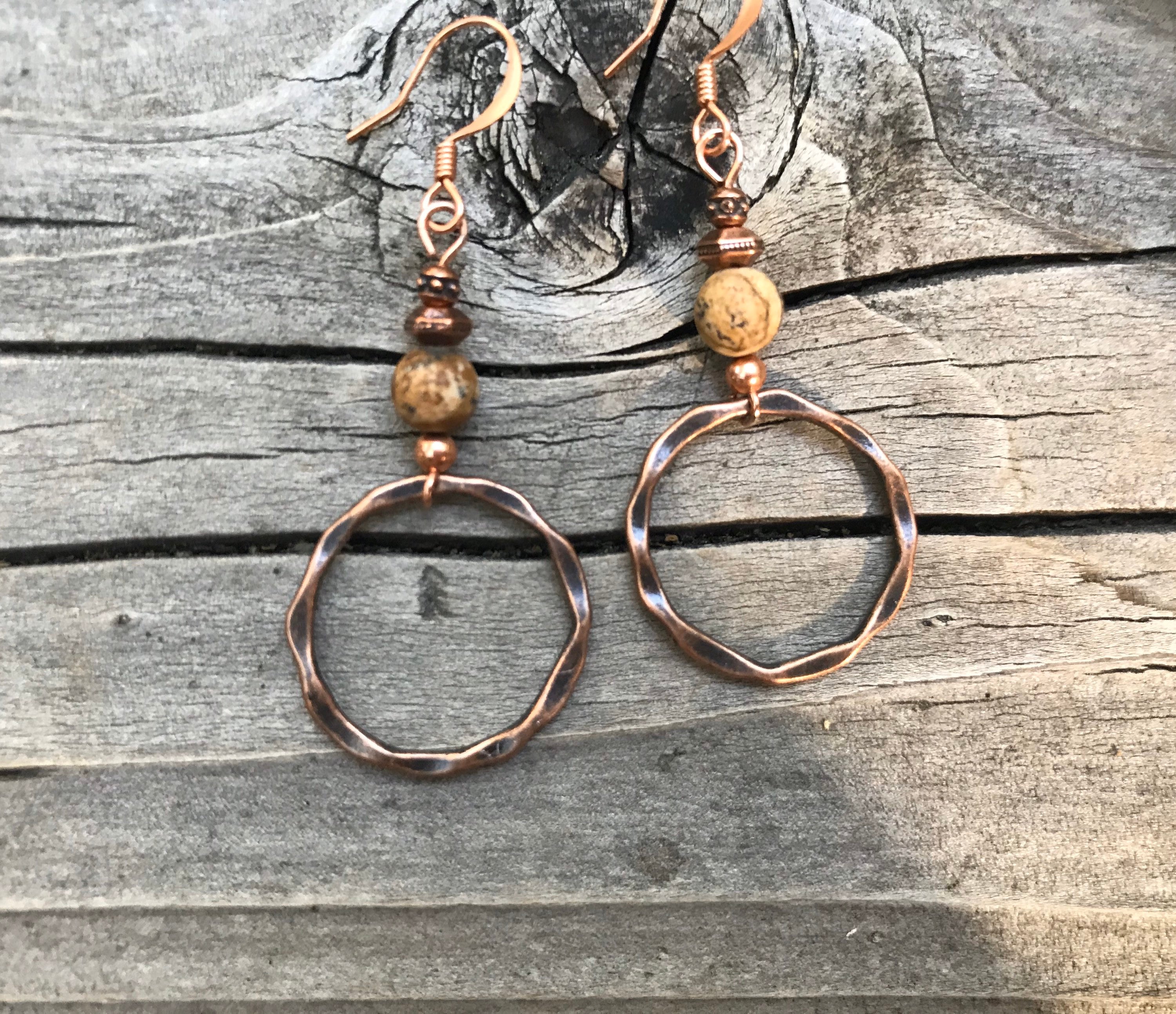 Hammered Copper Hoop Earrings Copper Hoop Earrings Copper | Etsy