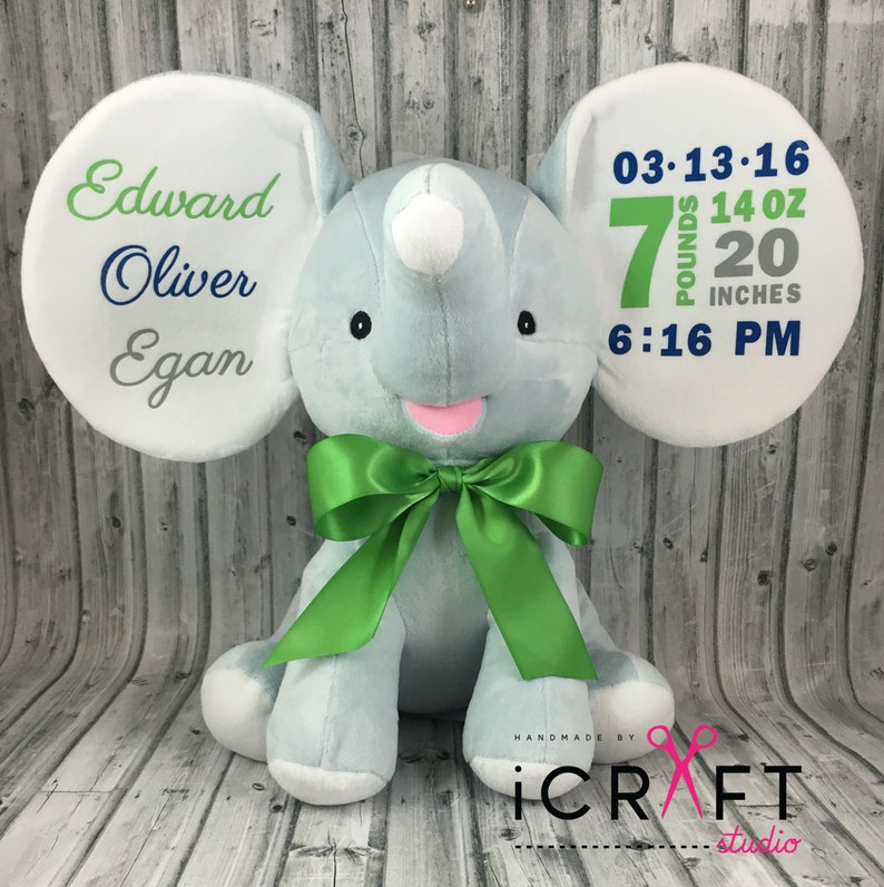 Personalized Baby Elephant-birth Announcement-stuffed - Etsy