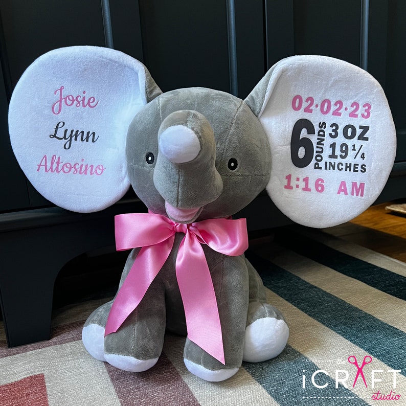 Personalized Baby Elephant-birth Announcement-stuffed - Etsy