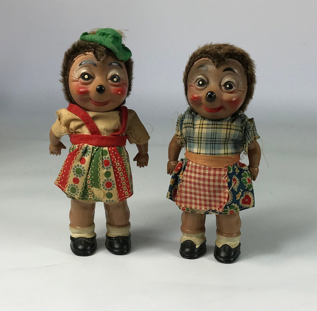 Vintage Set of Two German Mecki Celluloid Hedgehog Dolls. 1950s/60s. - Etsy