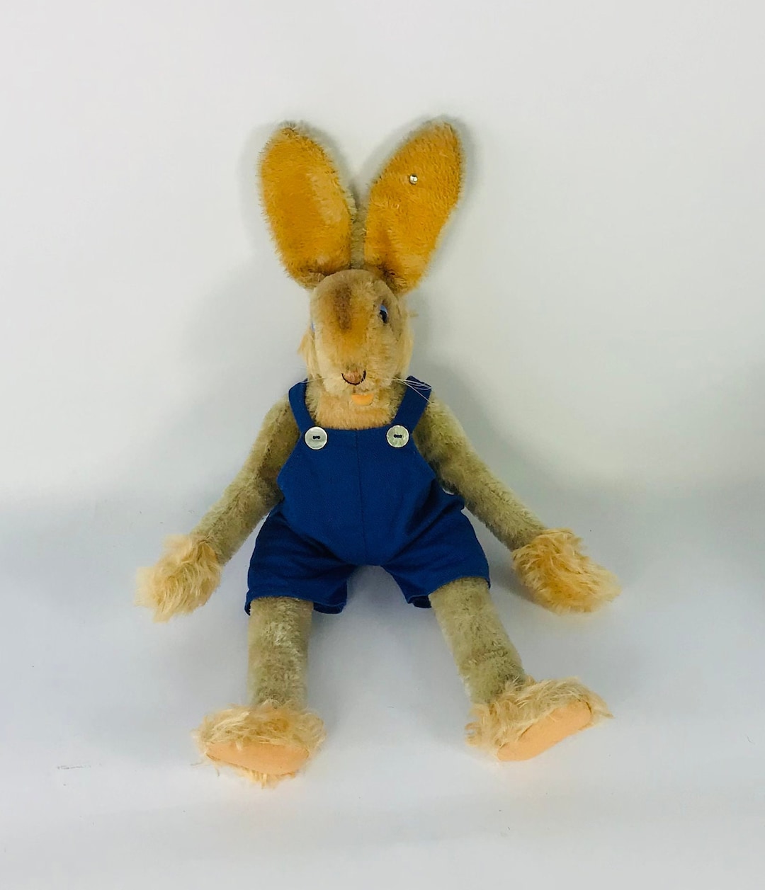 Vintage Steiff Lulac Rabbit. With Steiff Button. Dressed in Blue ...