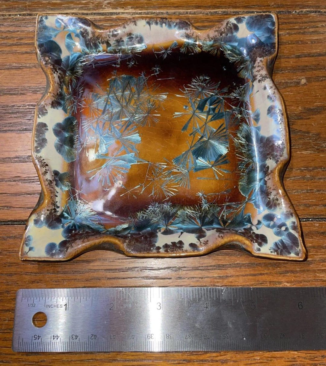 6” Square Signed Hong Rubenstein Ceramic Plate With Stunning ...